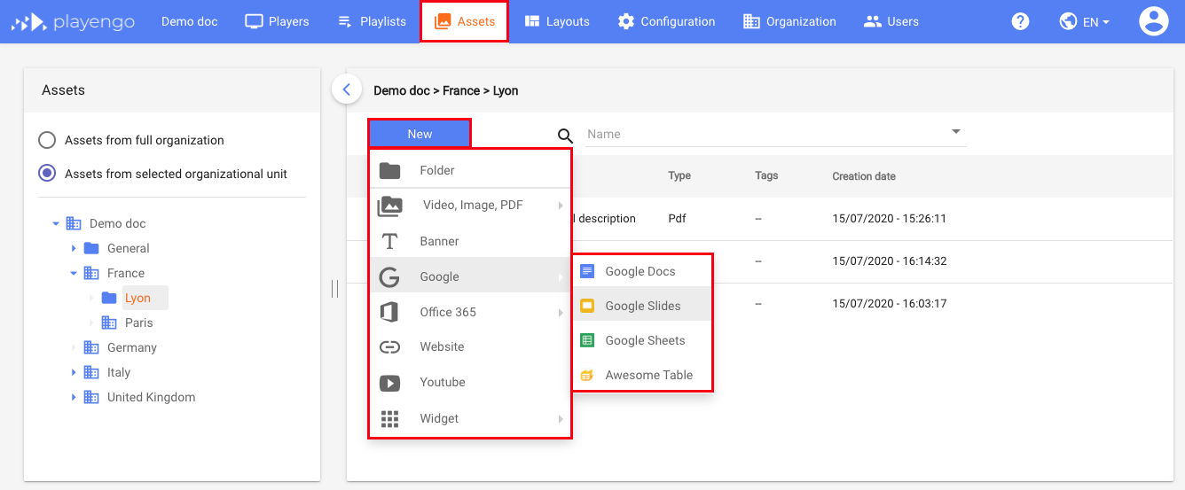 Assets: Google files – Playengo Knowledge base